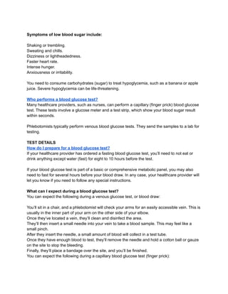 Blood Glucose (Sugar) | PDF