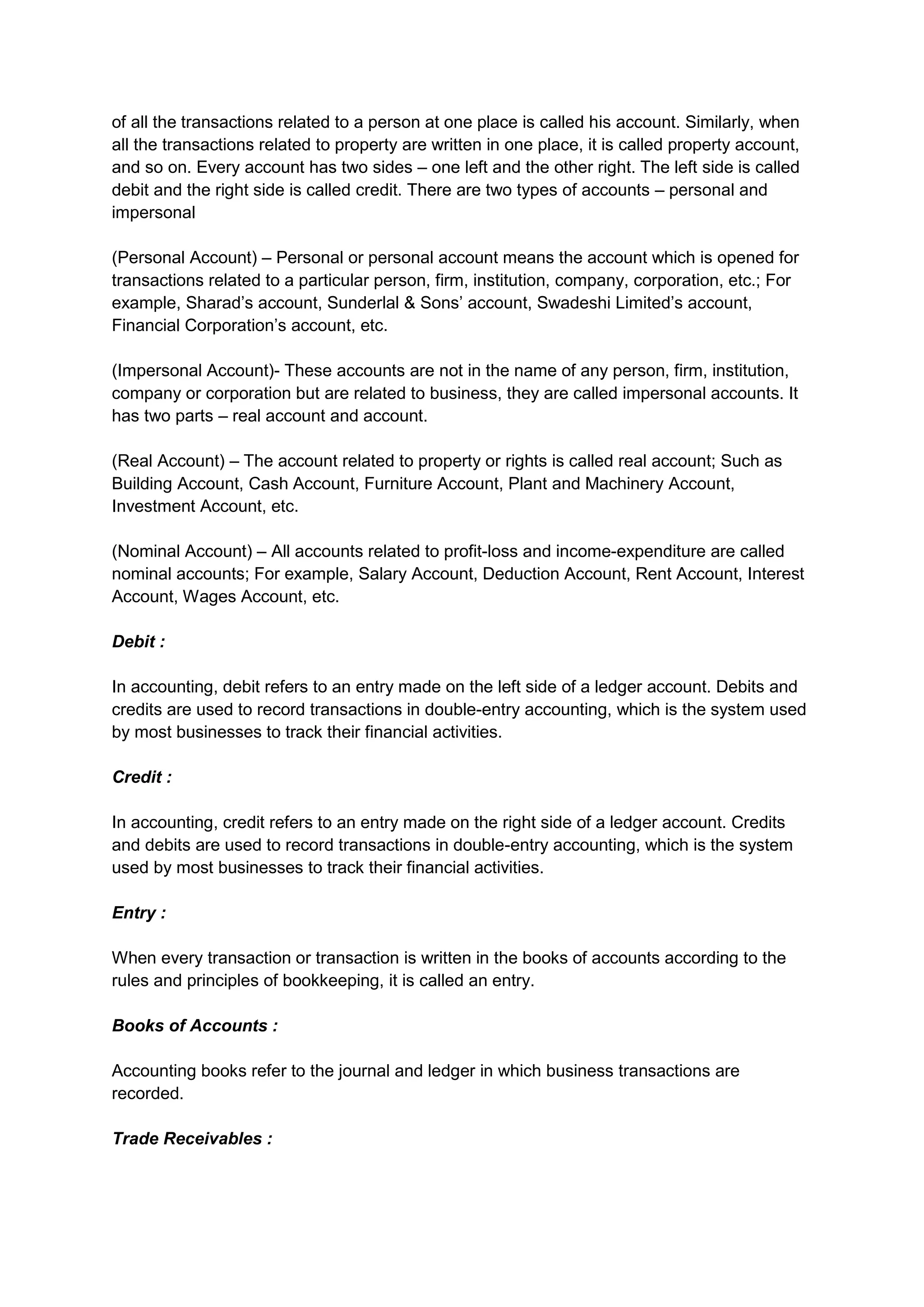 Basic Accounting Terms Class 11 | DOCX