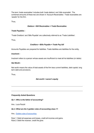 Basic Accounting Terms Class 11 Docx