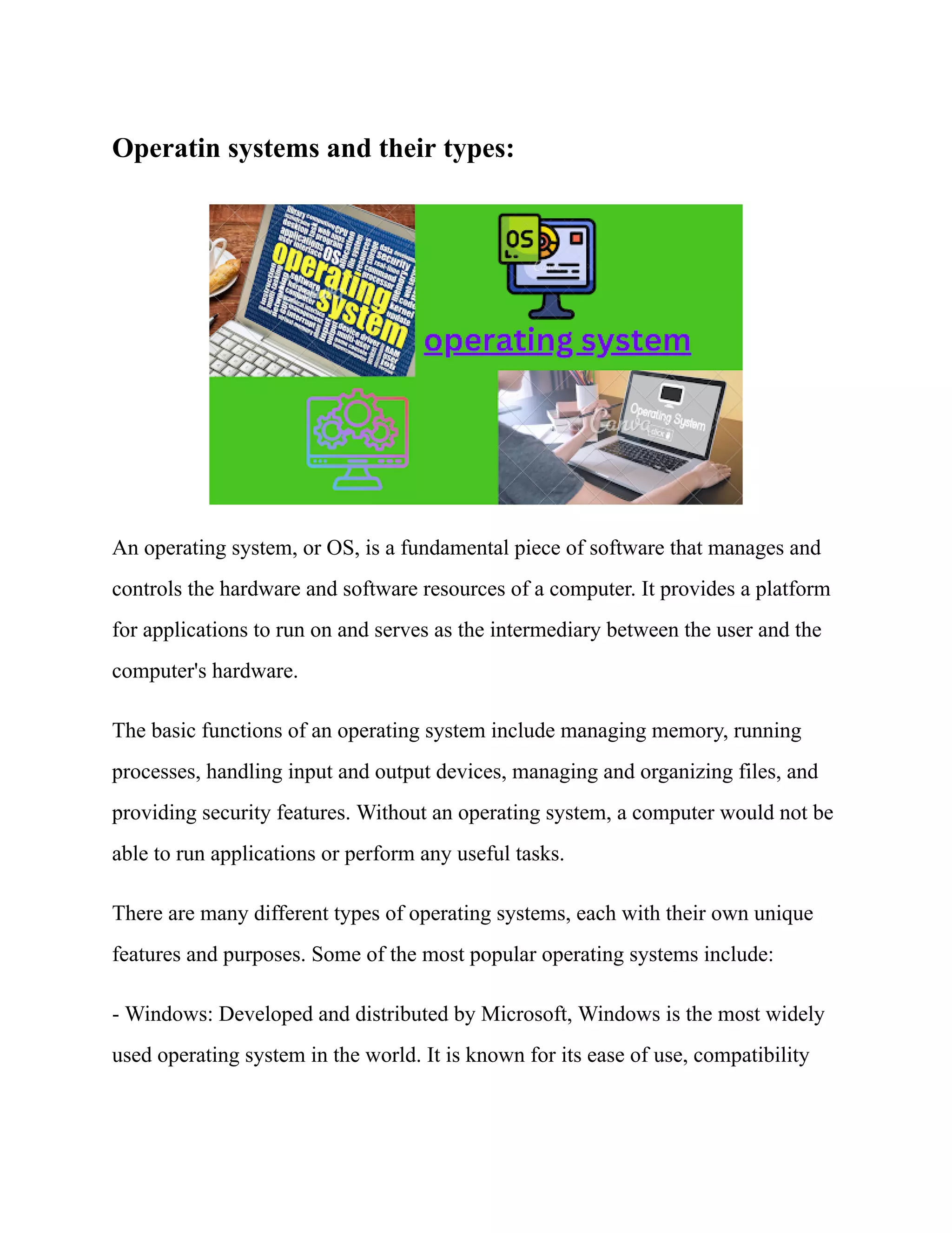 Operatin systems and their types | PDF