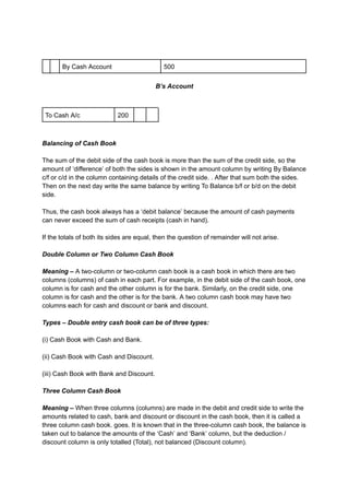 Cash Book Class 11 | PDF