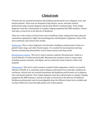 Clinical tools | DOCX