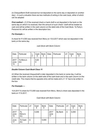 Double Column Cash Book Class 11 | PDF