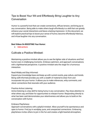 Boosting Your Humor | PDF | Comedy | Genres