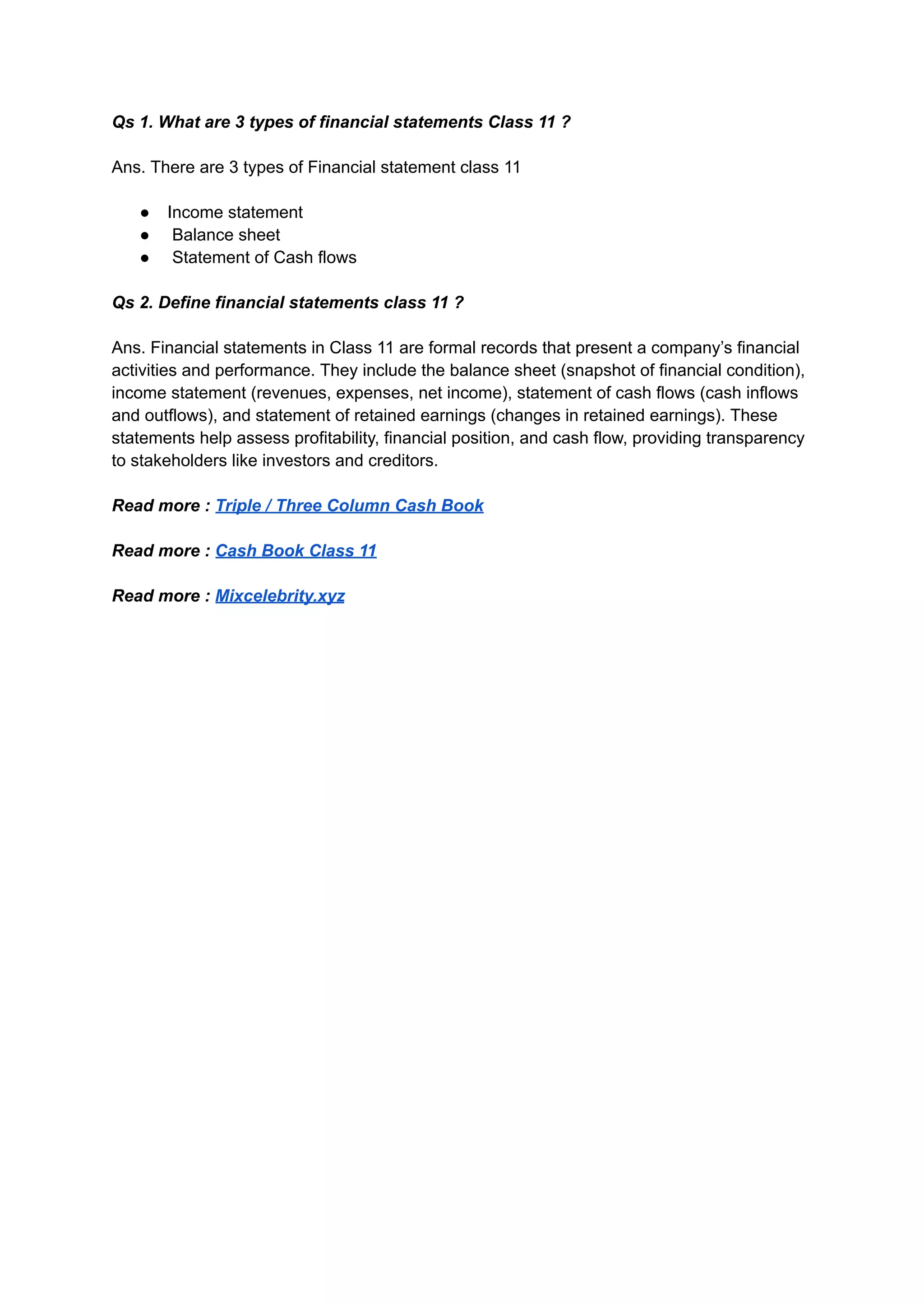 Financial Statements Class 11 PDF Financial Statements Class 11 PDF