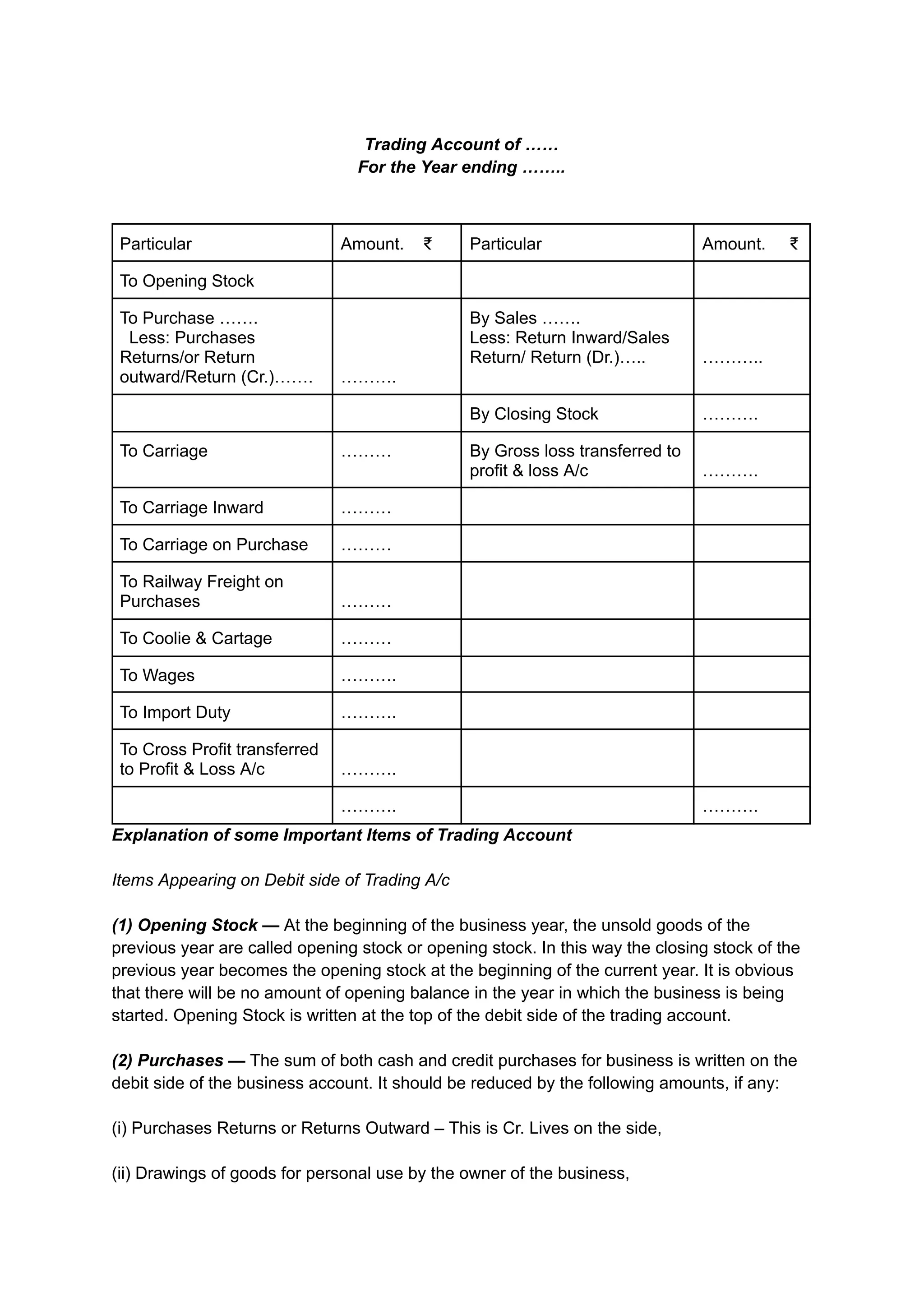 what is Trading account In accounting | PDF