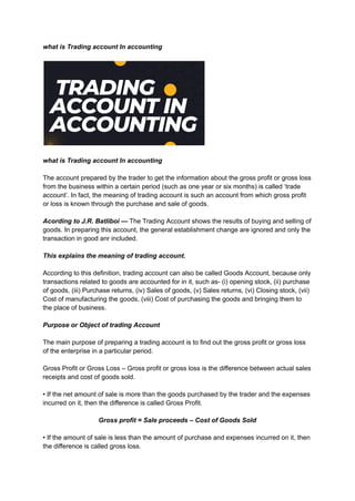 what is Trading account In accounting | PDF