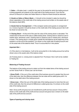 what is Trading account In accounting | PDF