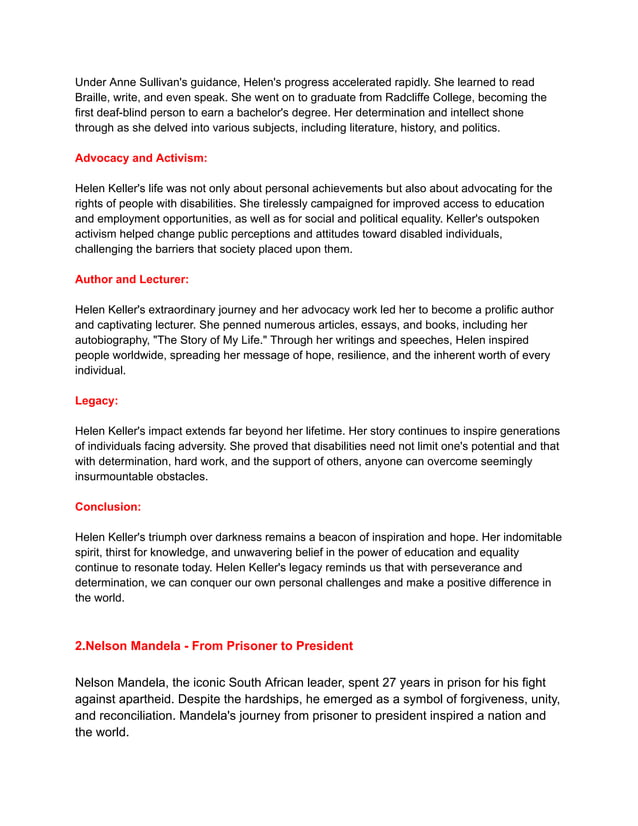 "Unbreakable Will: The Inspirational Stories of Famous Personalities" | PDF