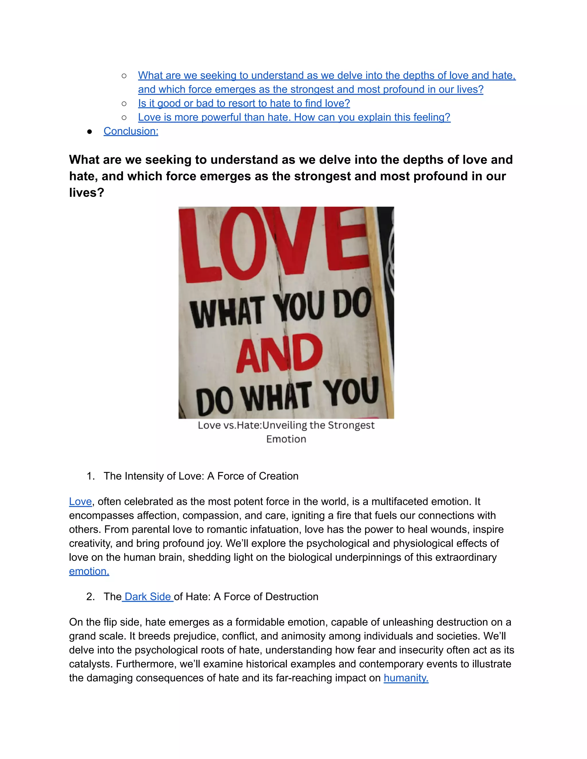 Love vs.Hate:Unveiling the Strongest Emotion | PDF