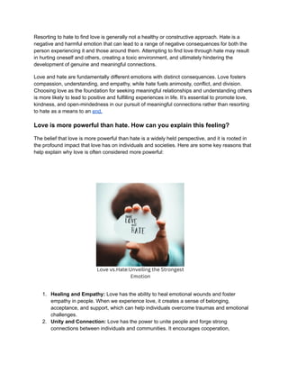 Love vs.Hate:Unveiling the Strongest Emotion | PDF