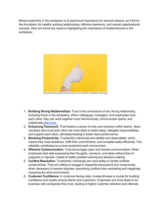 Discovering Trustworthiness:How Do You Define a Reliable Individual | PDF