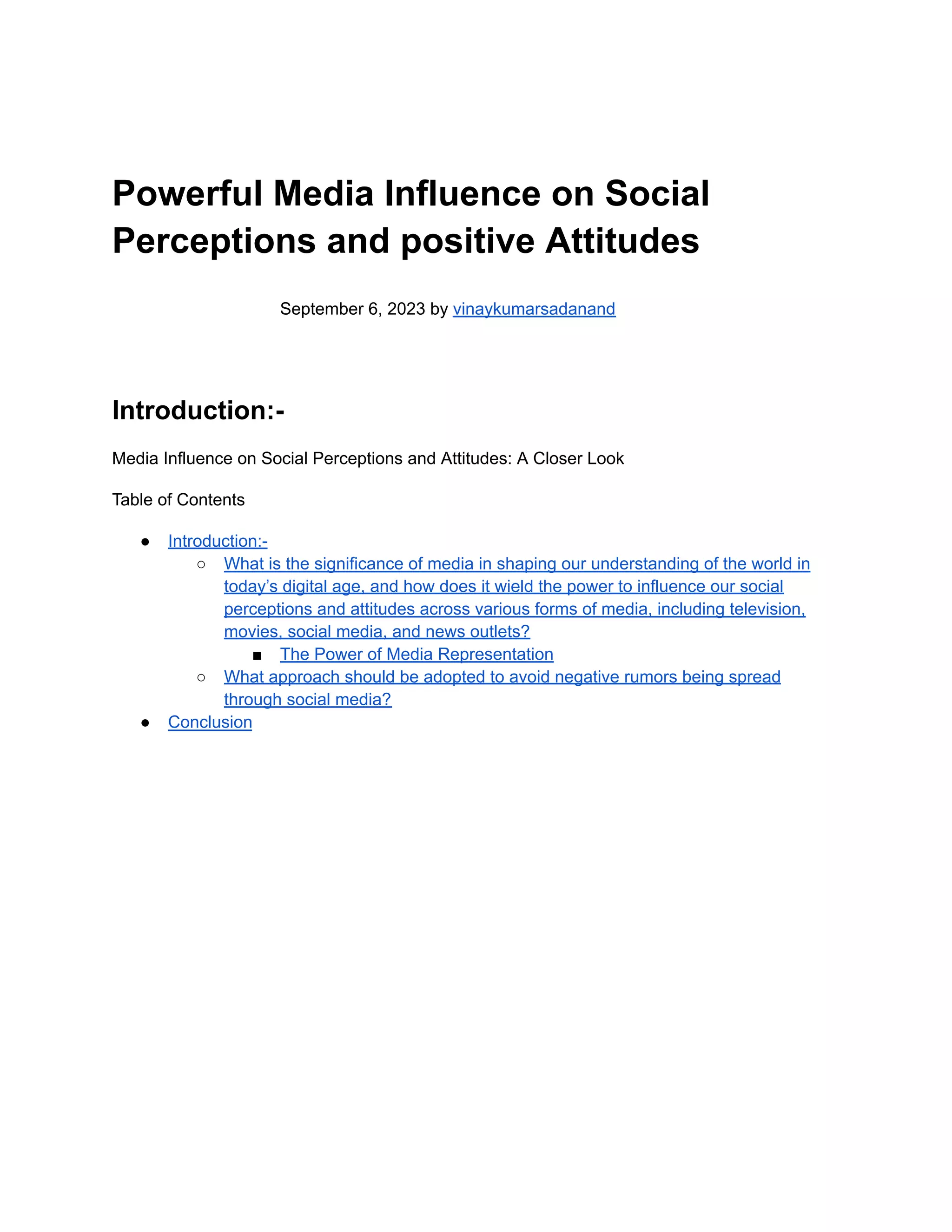 Media Influence on Social Perceptions and Attitudes: A Closer Look | PDF