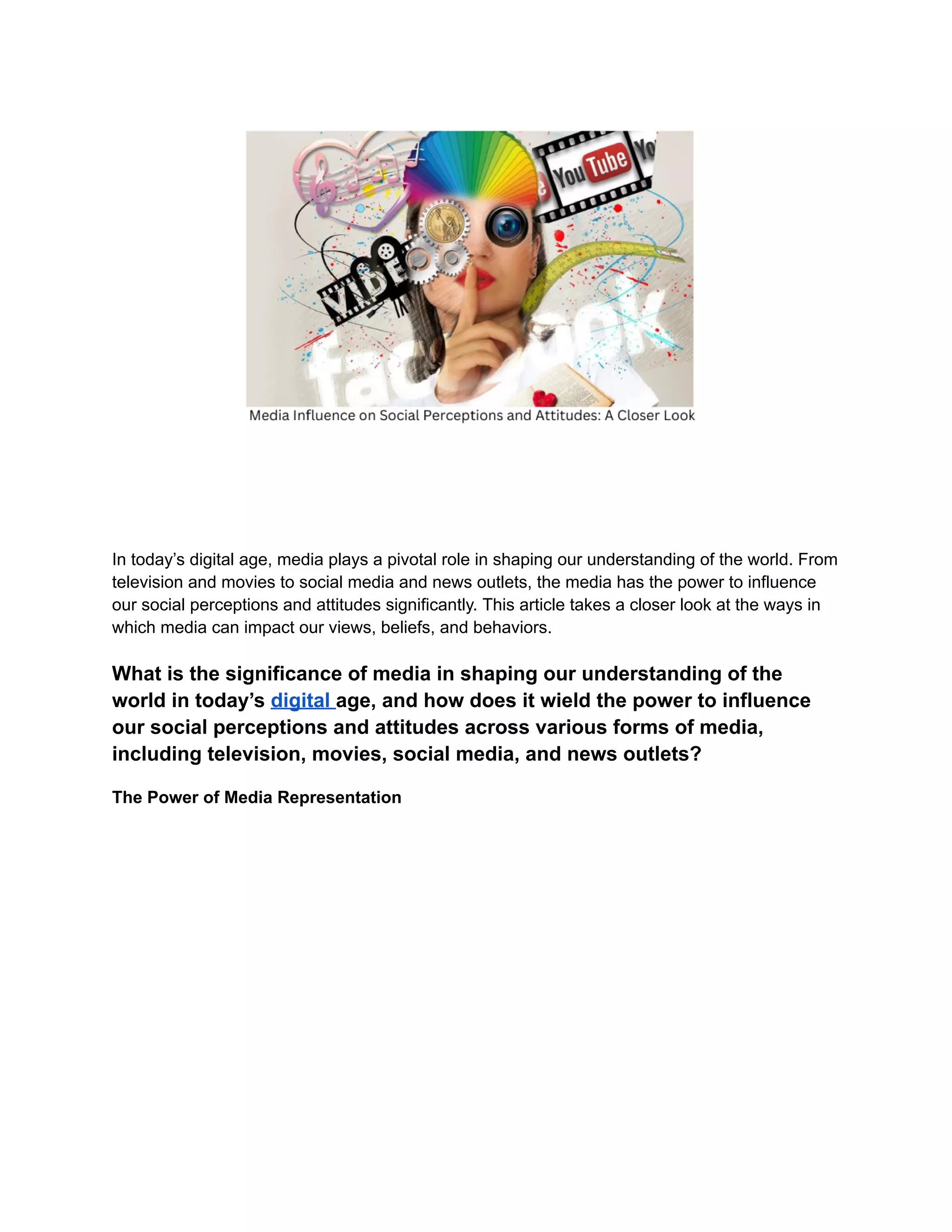 Media Influence on Social Perceptions and Attitudes: A Closer Look | PDF