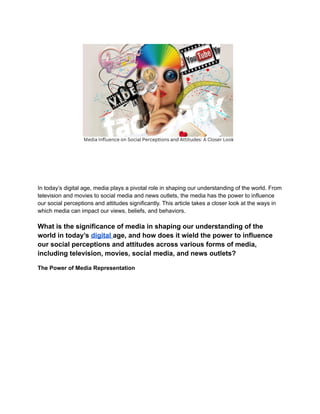 Media Influence on Social Perceptions and Attitudes: A Closer Look | PDF