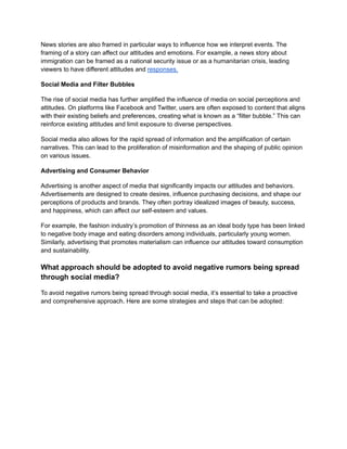 Media Influence on Social Perceptions and Attitudes: A Closer Look | PDF