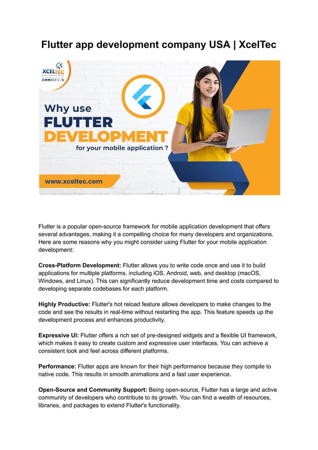 Flutter app development company USA | XcelTec | PDF | Computing ...