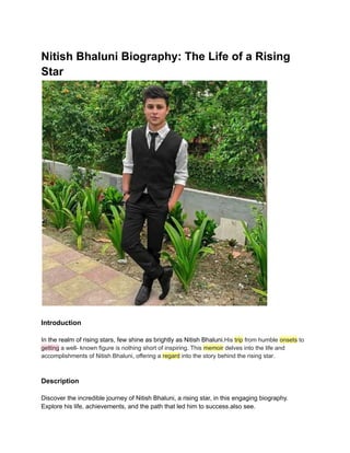 Nitish Bhaluni Biography | PDF