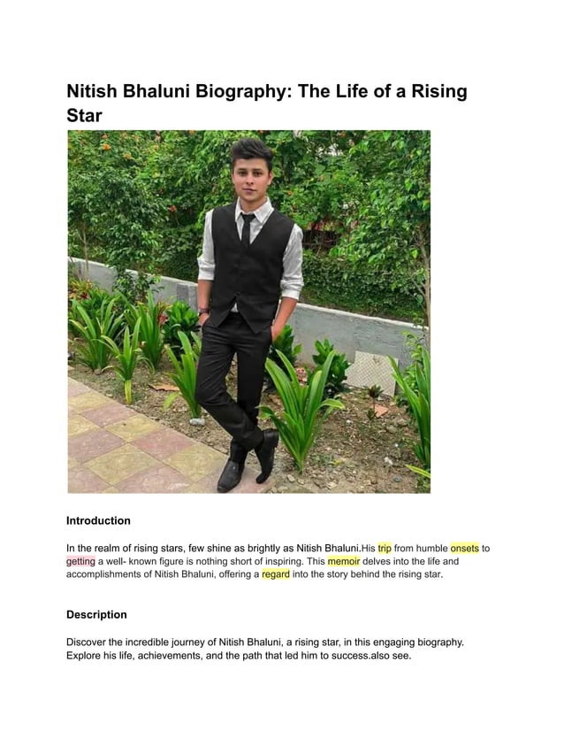 Nitish Bhaluni Biography | PDF