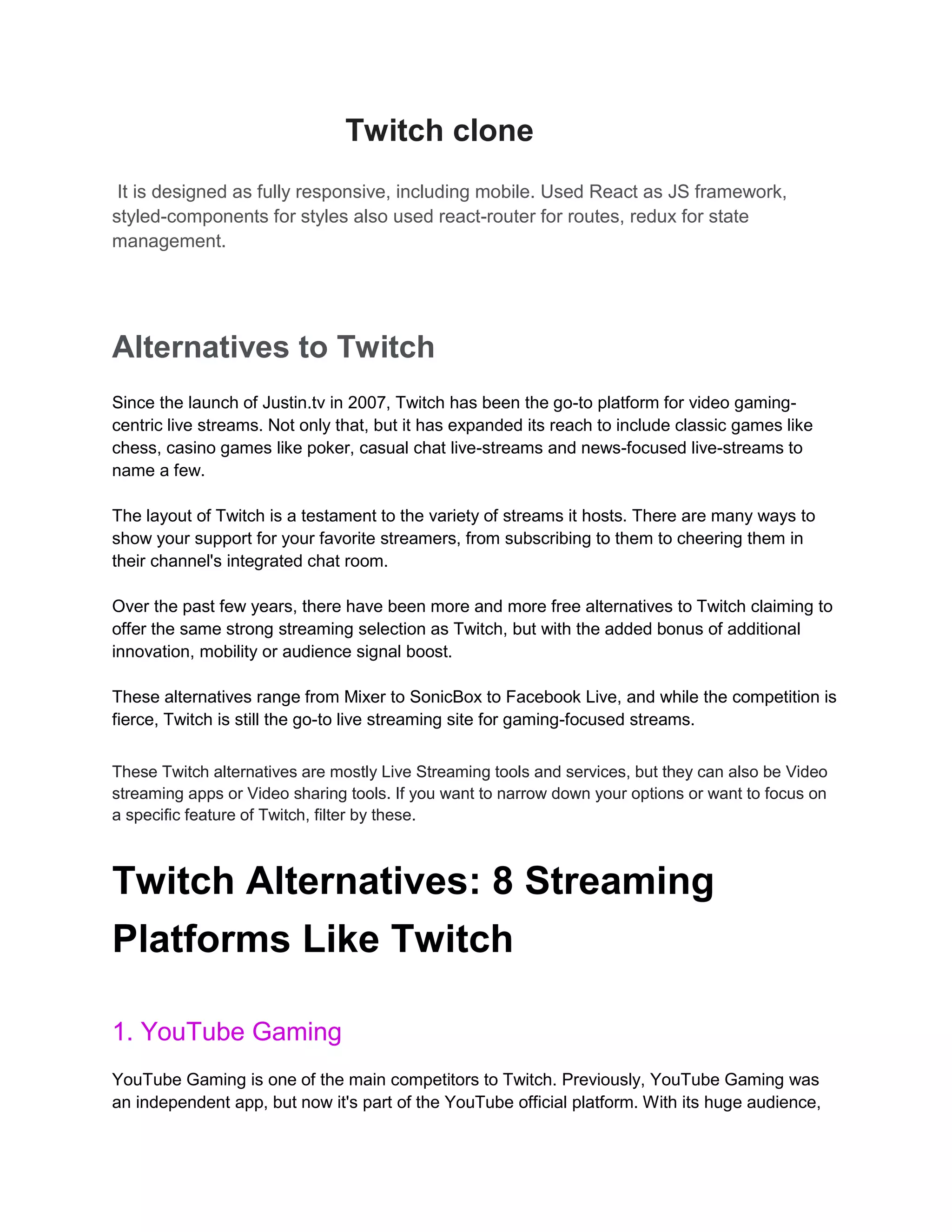 Twitch Clone | PDF