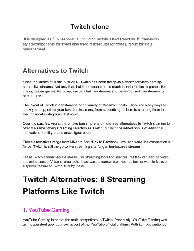 Twitch Clone | DOCX