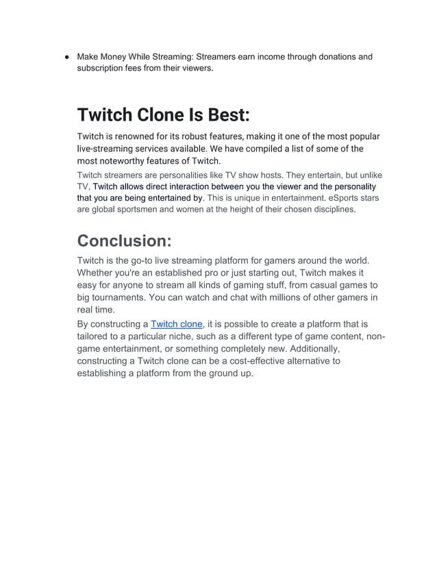 Twitch Clone | DOCX