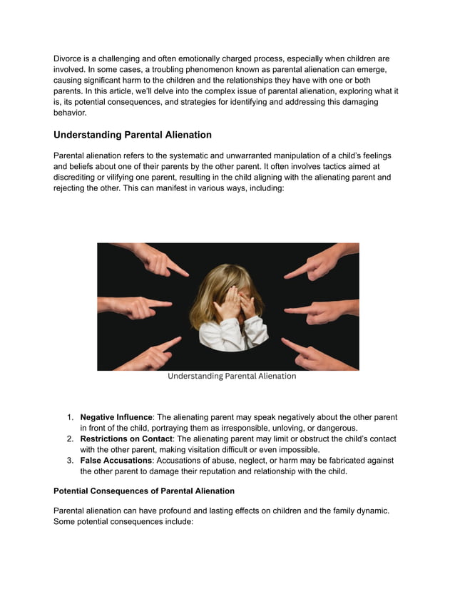 Divorce and Parental Alienation: Understanding the Risks | PDF