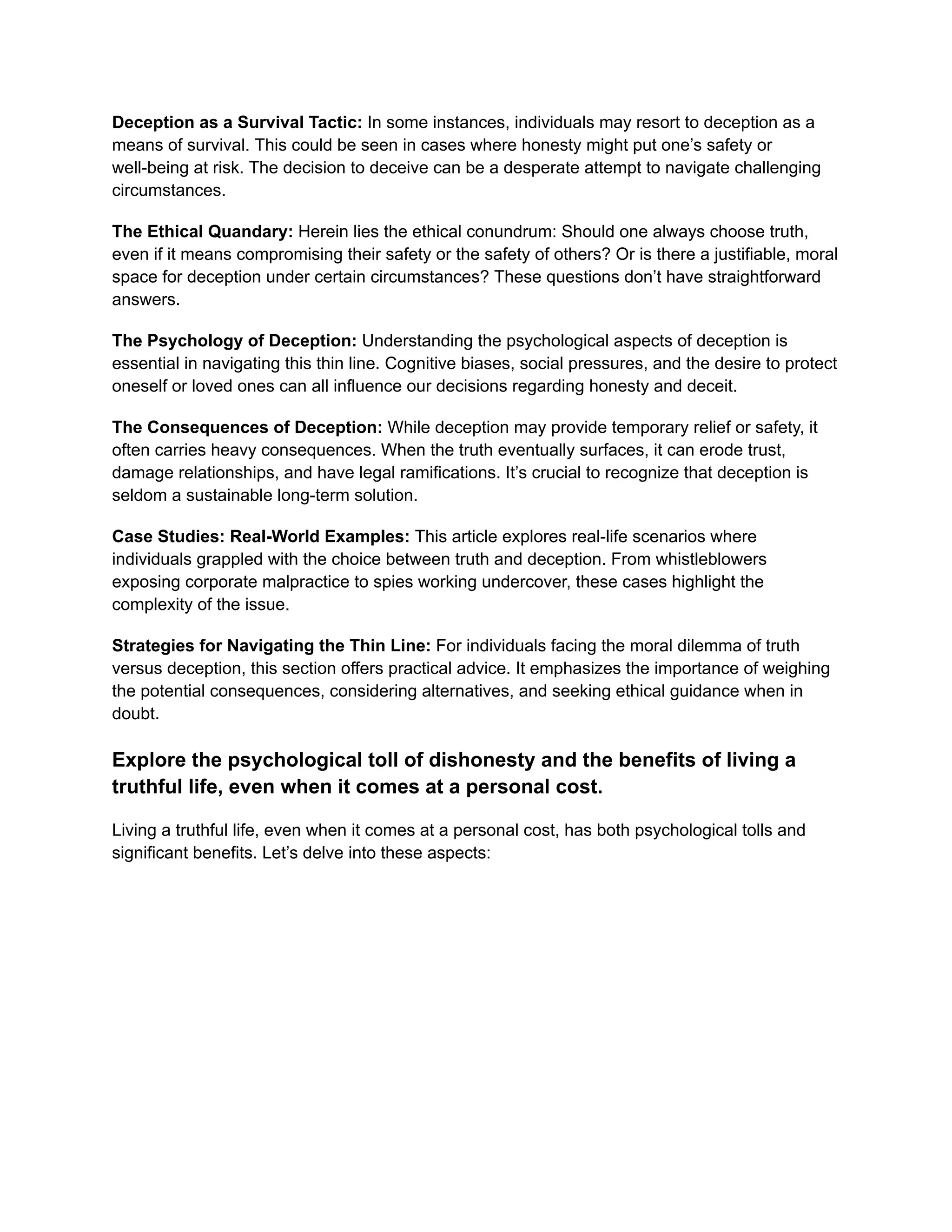 The Thin Line Between Truth and Deception | PDF