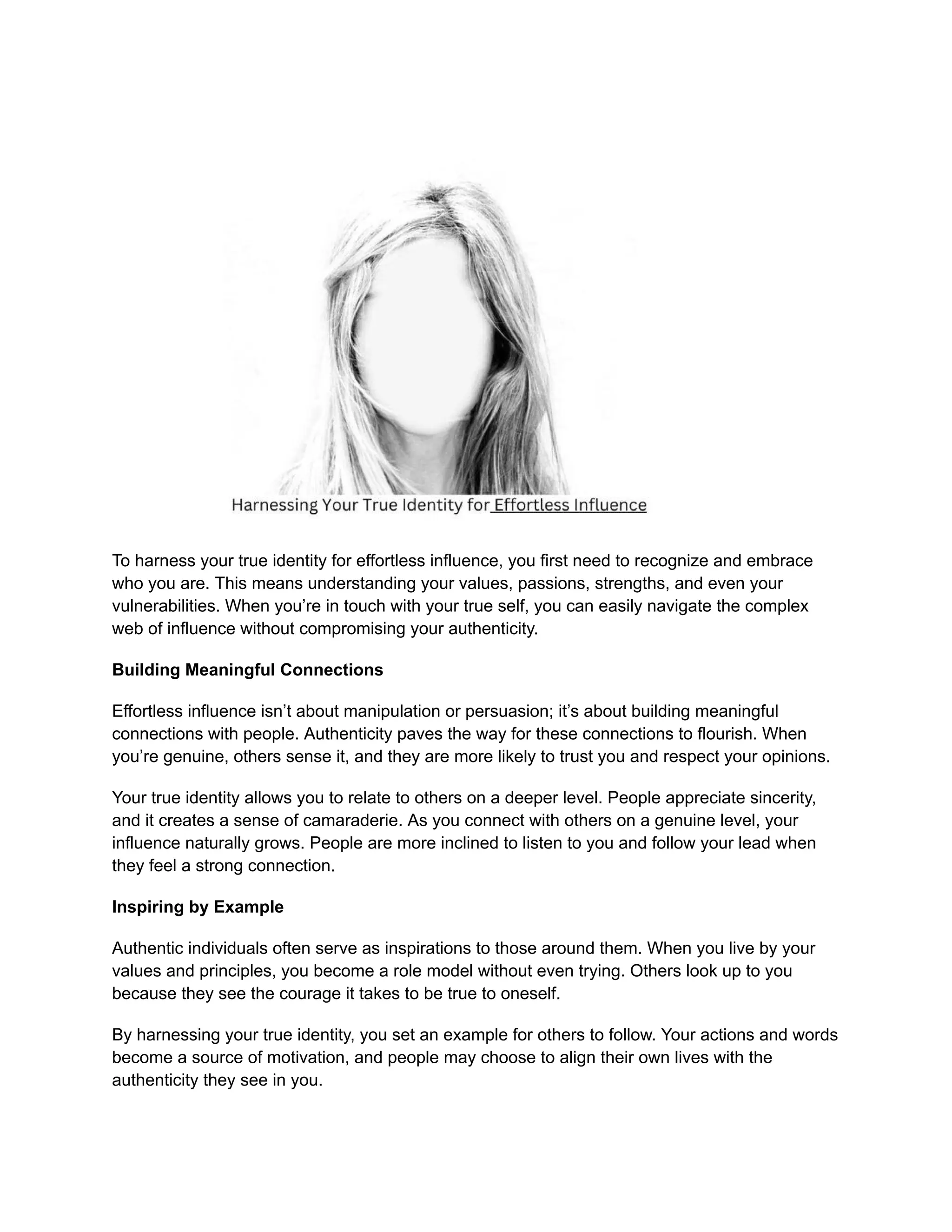 Harnessing Your True Identity for Effortless Influence | PDF