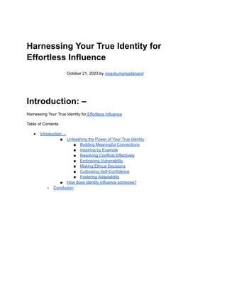 Harnessing Your True Identity for Effortless Influence | PDF