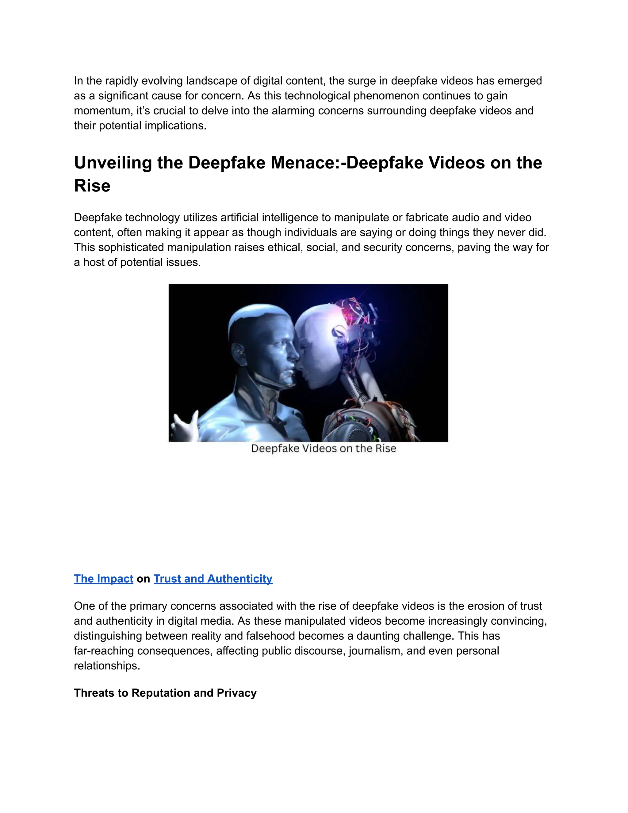 Deepfake Videos on the Rise: Examining the Alarming Concerns | PDF