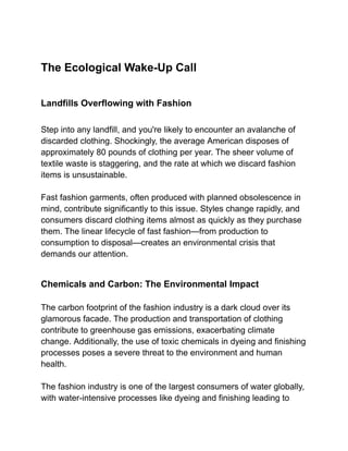 Wardrobe or Waste: Decoding the Environmental Impact of Fast Fashion | PDF