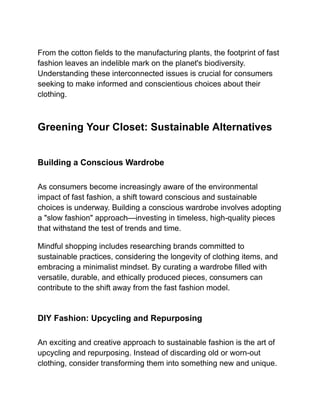Wardrobe or Waste: Decoding the Environmental Impact of Fast Fashion | PDF