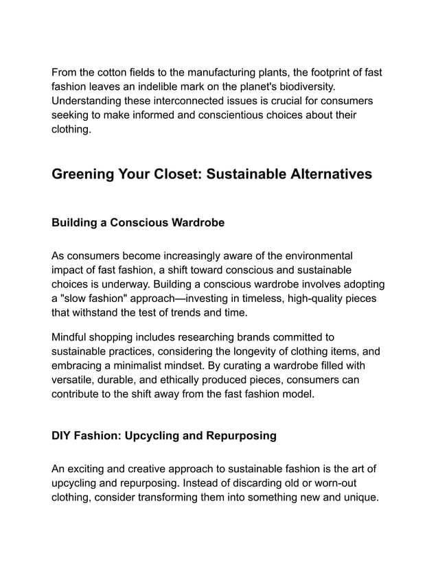 Wardrobe or Waste: Decoding the Environmental Impact of Fast Fashion | PDF