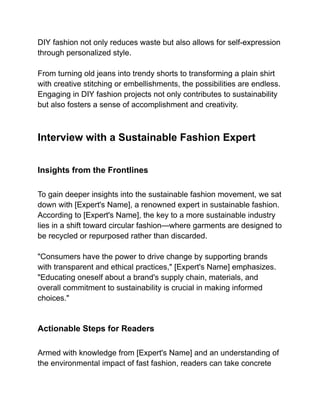 Wardrobe or Waste: Decoding the Environmental Impact of Fast Fashion | PDF