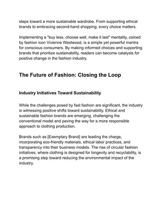 Wardrobe or Waste: Decoding the Environmental Impact of Fast Fashion | PDF