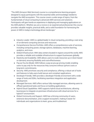 aws course | PDF | Cloud Computing | Internet