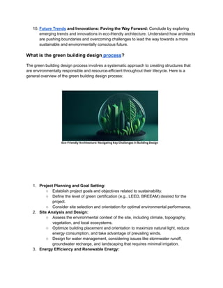 Eco-Friendly Architecture:Key Challenges in Building Design | PDF