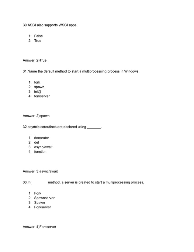 Python_Asynchronous_Programming_FP_MCQs_Answerspdf | PDF