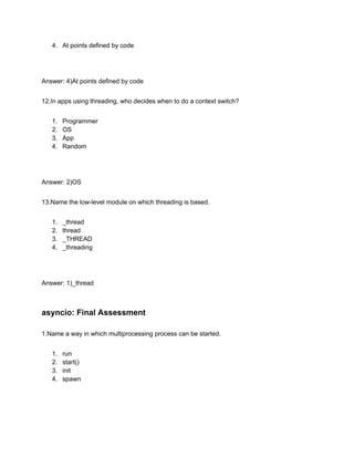 Python_Asynchronous_Programming_FP_MCQs_Answerspdf | PDF