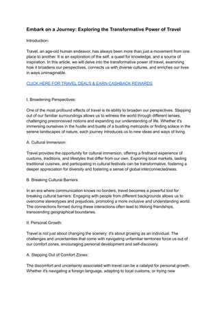 Embark on a Journey: Exploring the Transformative Power of Travel | PDF