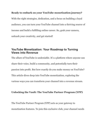 Level Up Your Earnings: The Ultimate Guide to YouTube Monetization. | PDF