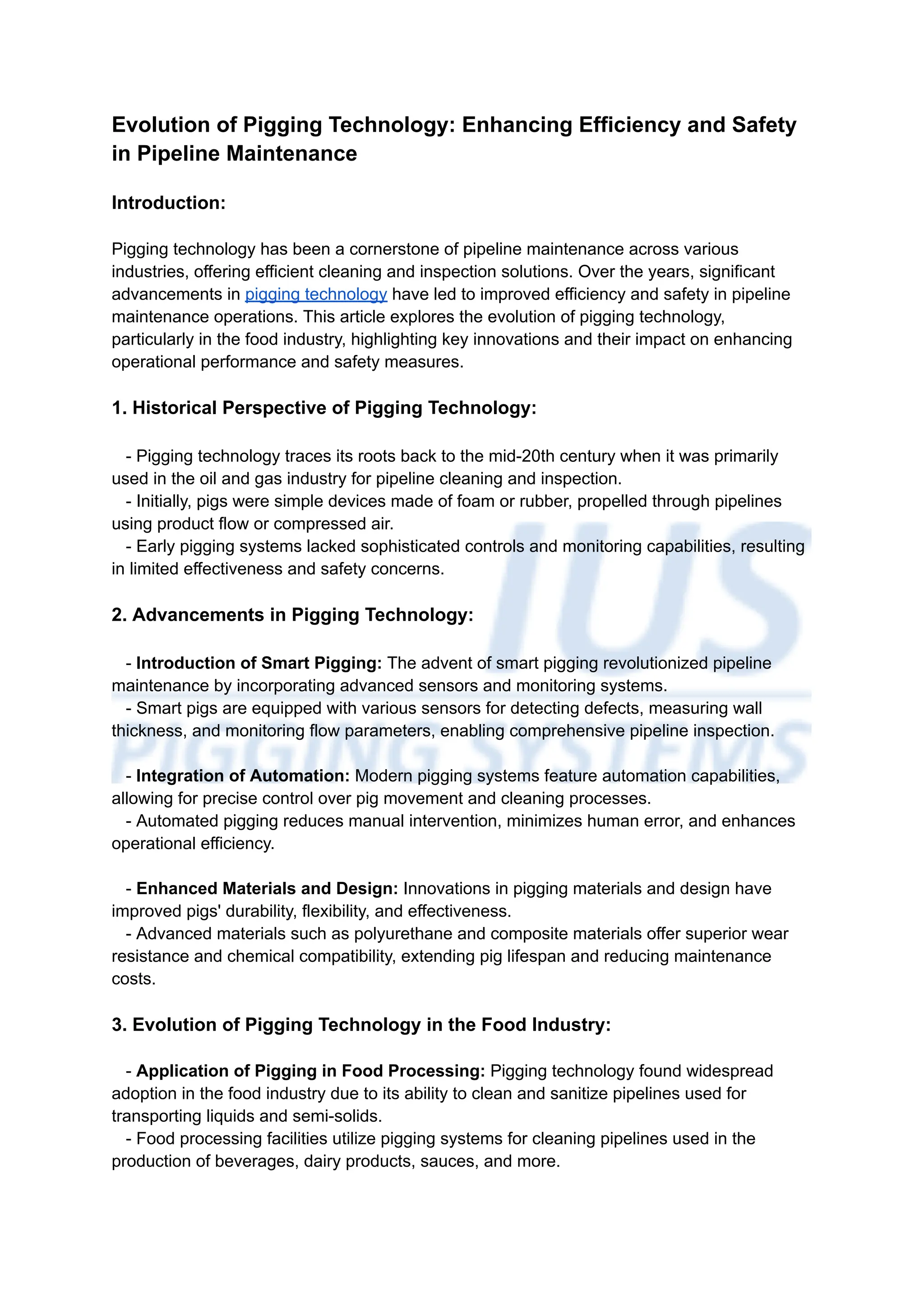 Evolution of Pigging Technology: Enhancing Efficiency and Safety in ...