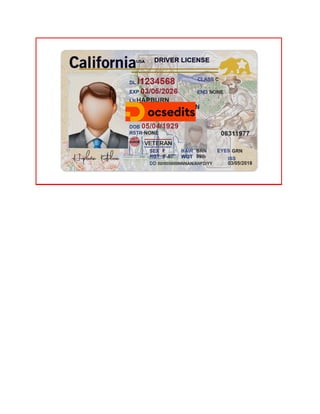 California Driver License Psd file editing | PDF