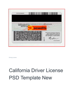 California Driver License Psd file editing | PDF