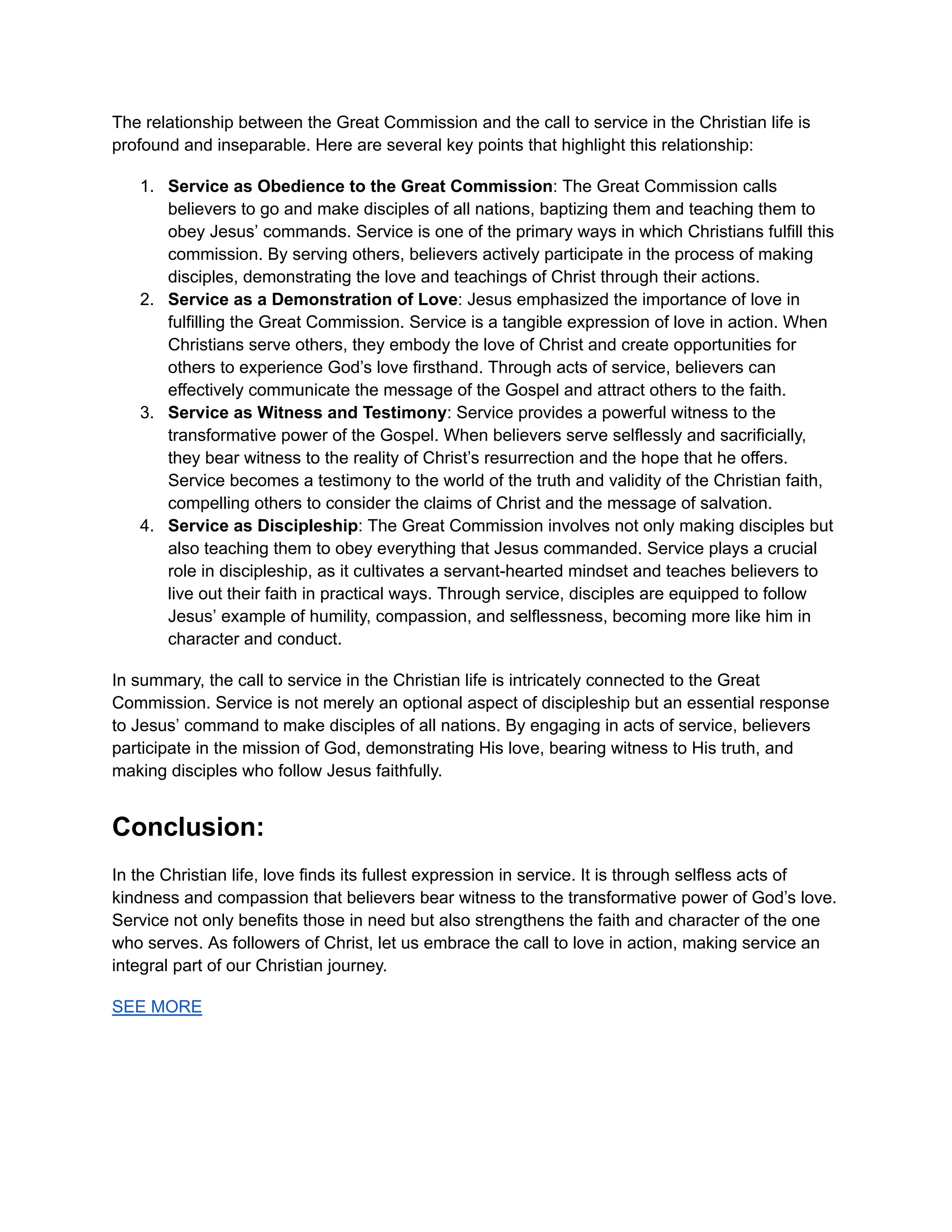 Love in Action: Exploring the Role of Service in Christian Life | PDF