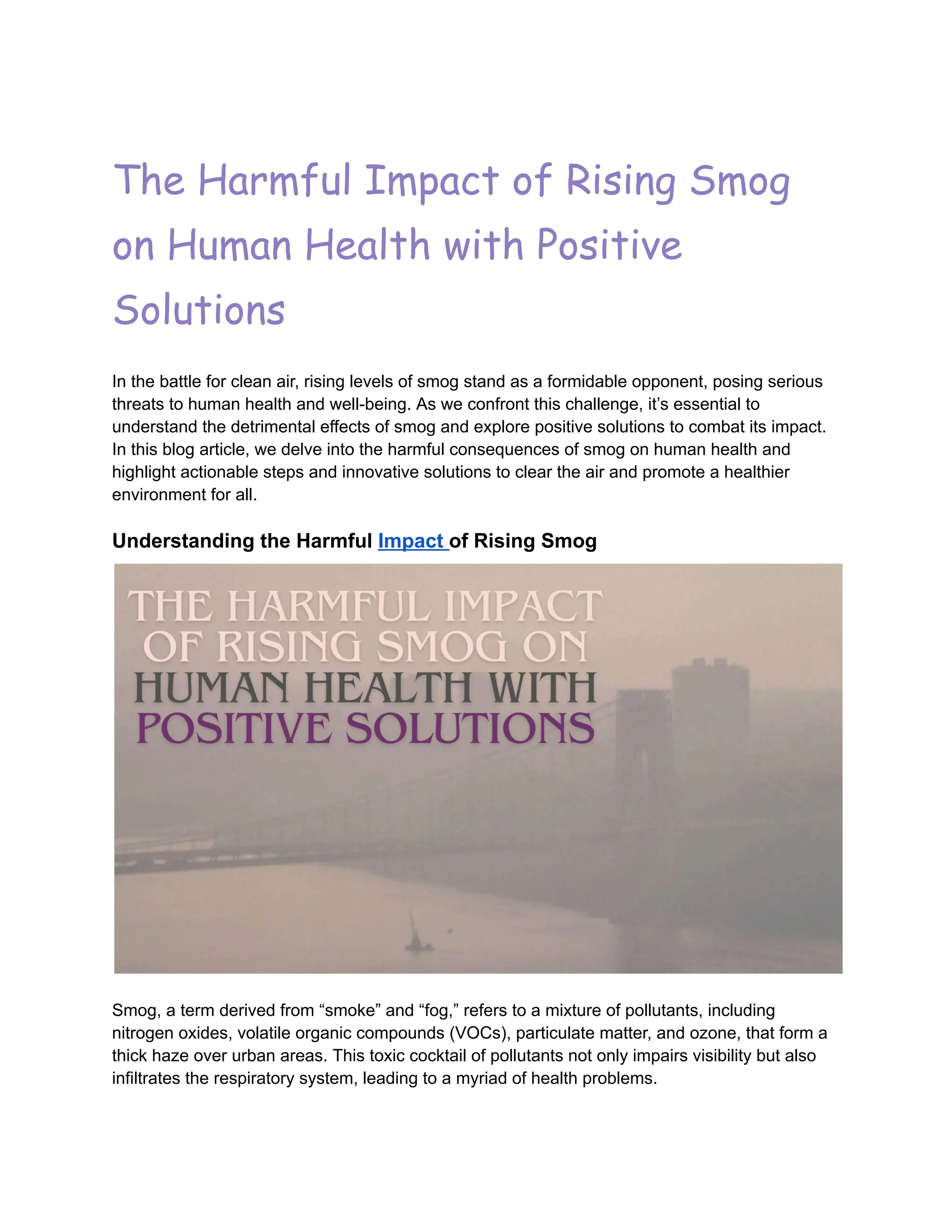 Confronting the Harmful Impact of Rising Smog on Human Health with ...