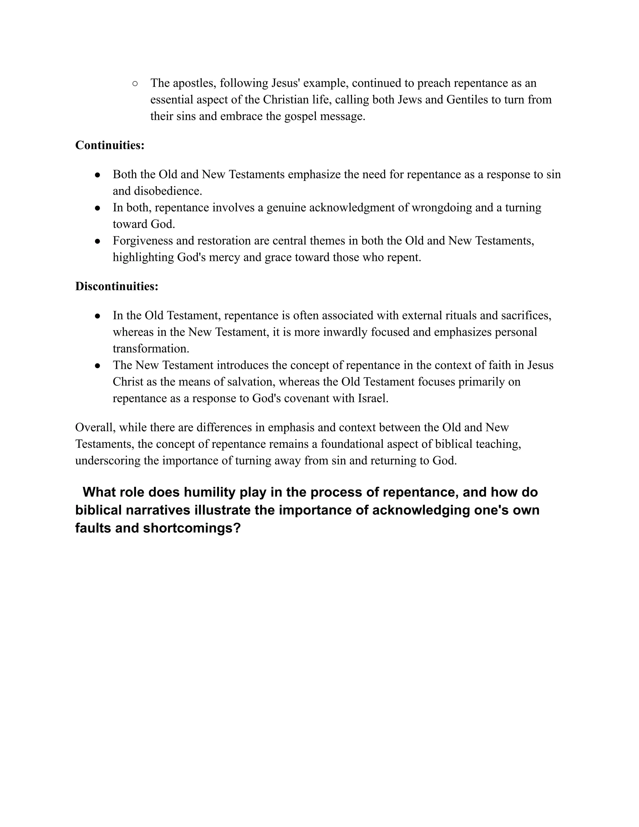 The Art of Repentance: Lessons from Biblical Narratives | PDF