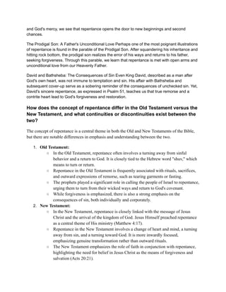 The Art of Repentance: Lessons from Biblical Narratives | PDF