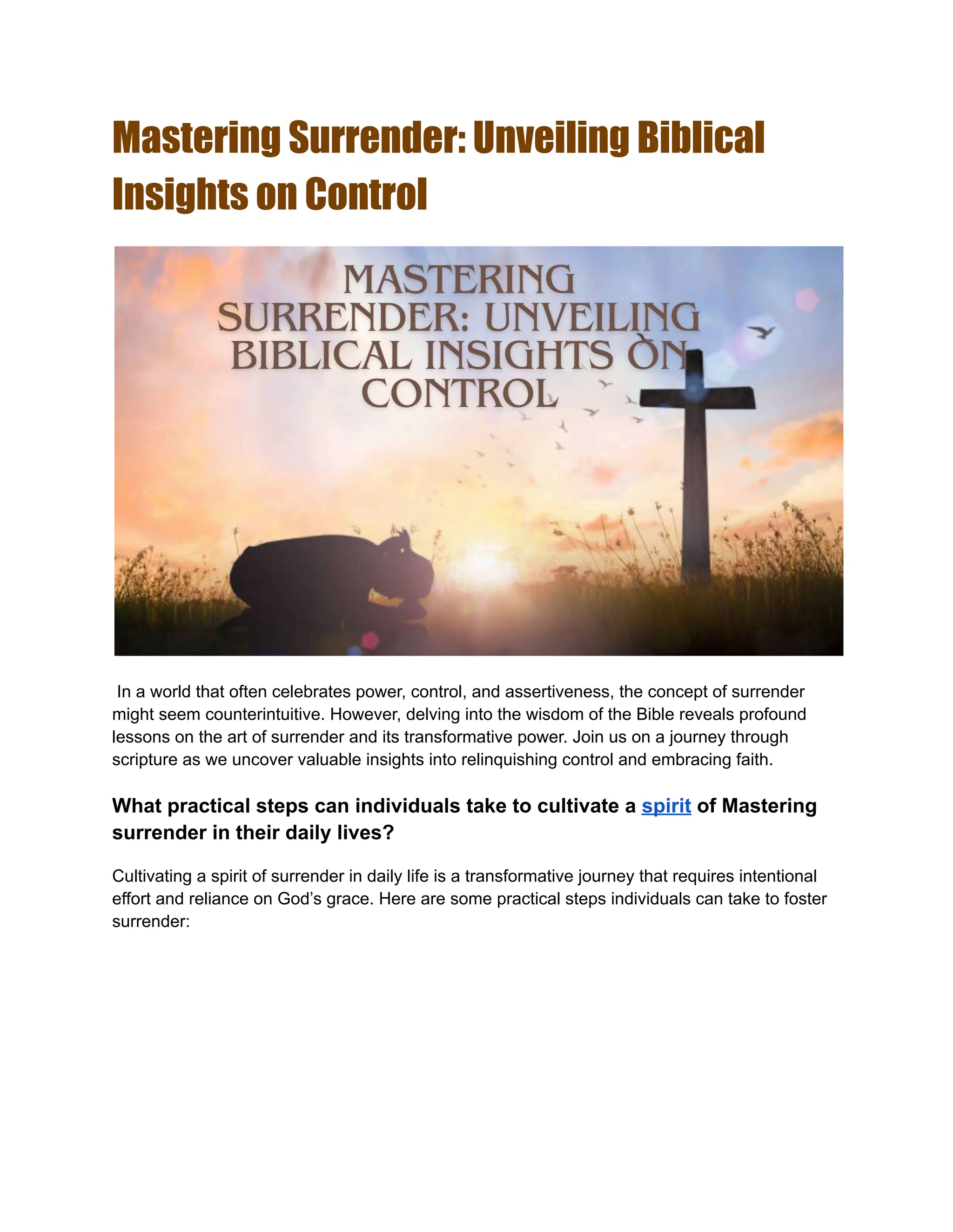 Mastering Surrender: Unveiling Biblical Insights on Control | PDF